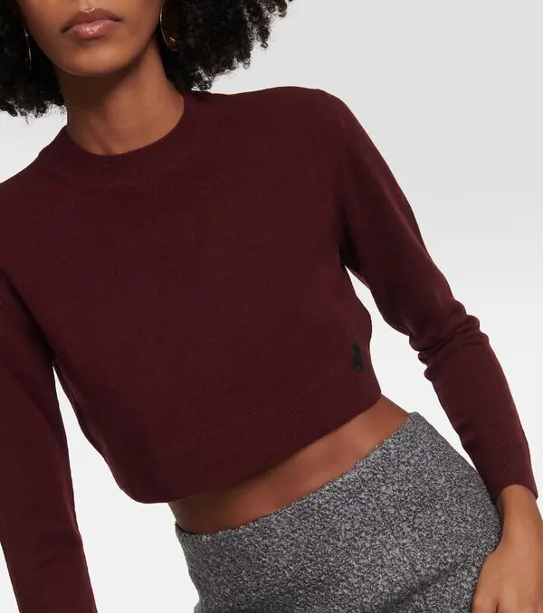 PATOU Cropped Merino Wool & Cashmere Sweater