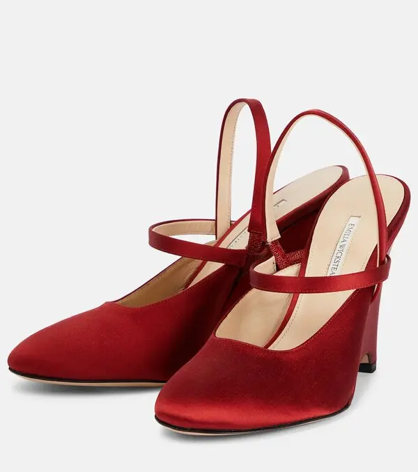 EMILIA WICKSTEAD Aster Satin Wedge Pumps