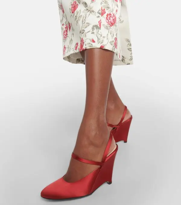 EMILIA WICKSTEAD Aster Satin Wedge Pumps