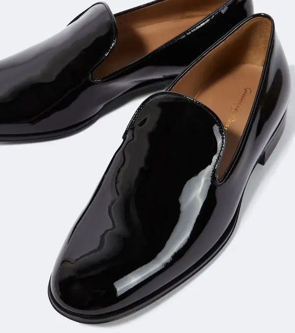 GIANVITO ROSSI Patent Leather Loafers - Black