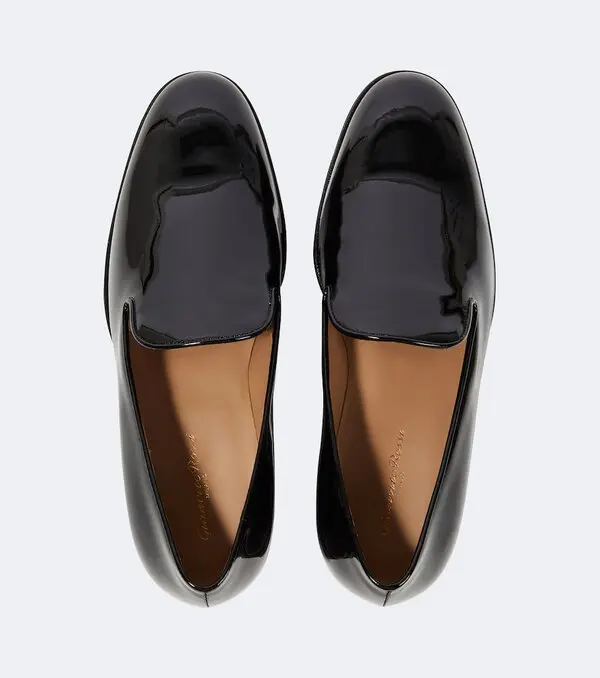 GIANVITO ROSSI Patent Leather Loafers - Black