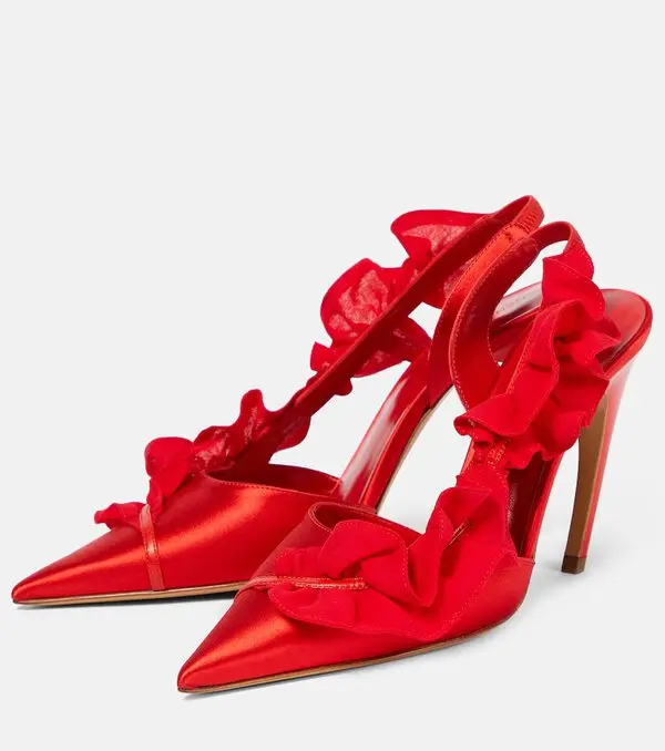 NENSI DOJAKA Ruffle-trimmed Slingback Pumps