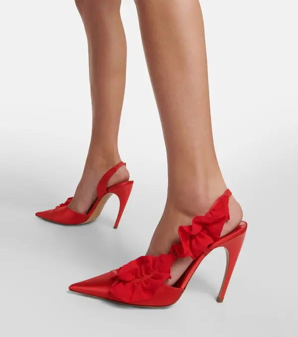 NENSI DOJAKA Ruffle-trimmed Slingback Pumps