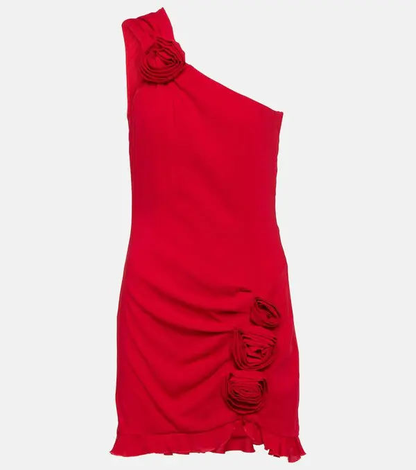 Blumarine Floral-appliqué Crêpe Minidress - Red