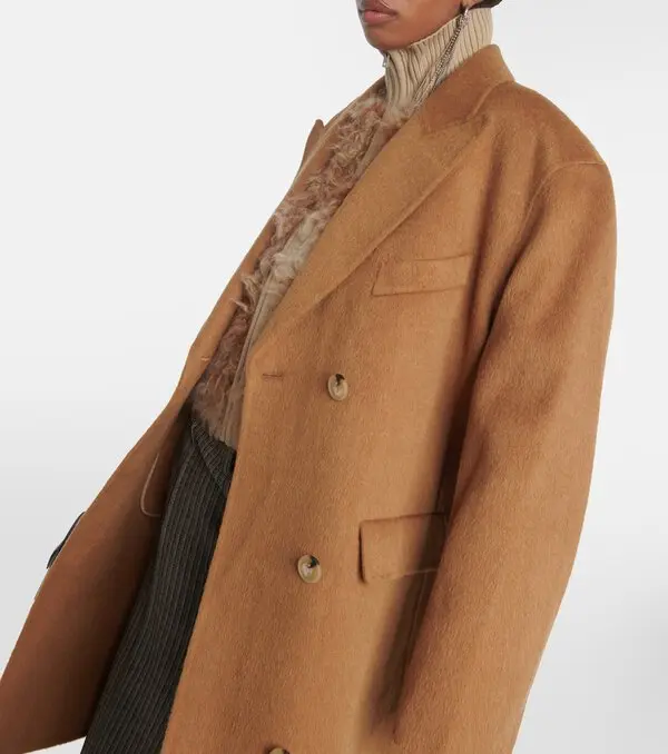 Acne Studios Double-Breasted Wool And Alpaca Coat In Beige - 50