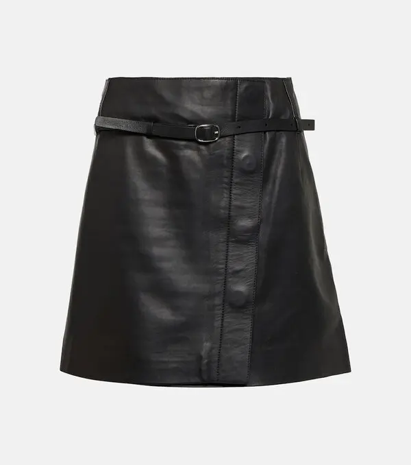 YVES SALOMON Wrap Leather Miniskirt