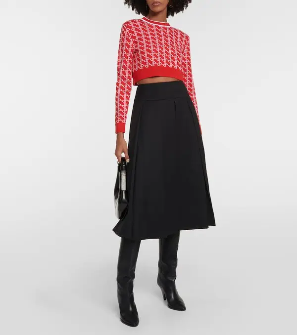 PATOU Logo Jacquard Wool Sweater - Red