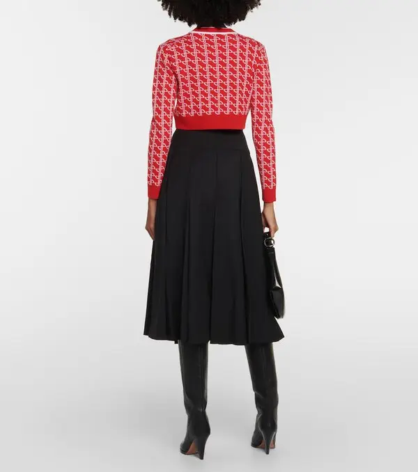 PATOU Logo Jacquard Wool Sweater - Red