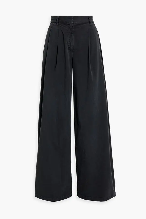 NILI LOTAN Dillon Pleated Wide-leg Pants - Dark Gray