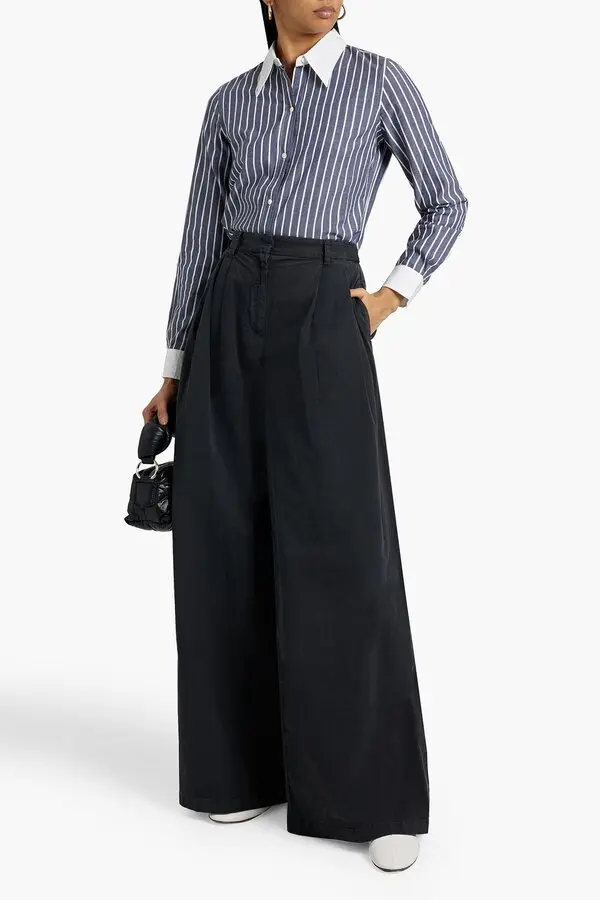 NILI LOTAN Dillon Pleated Wide-leg Pants - Dark Gray