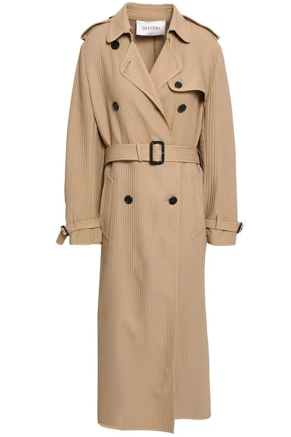 Valentino Garavani Quilted Silk-crepe Trench Coat Neutral