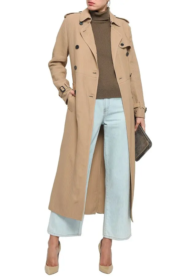Valentino Garavani Quilted Silk-crepe Trench Coat Neutral