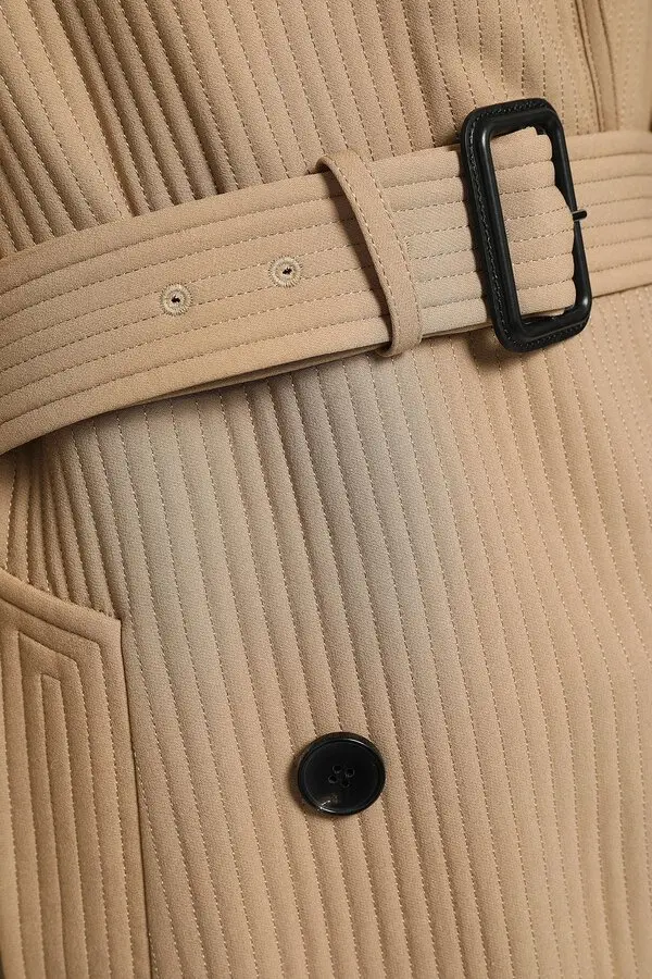 Valentino Garavani Quilted Silk-crepe Trench Coat Neutral
