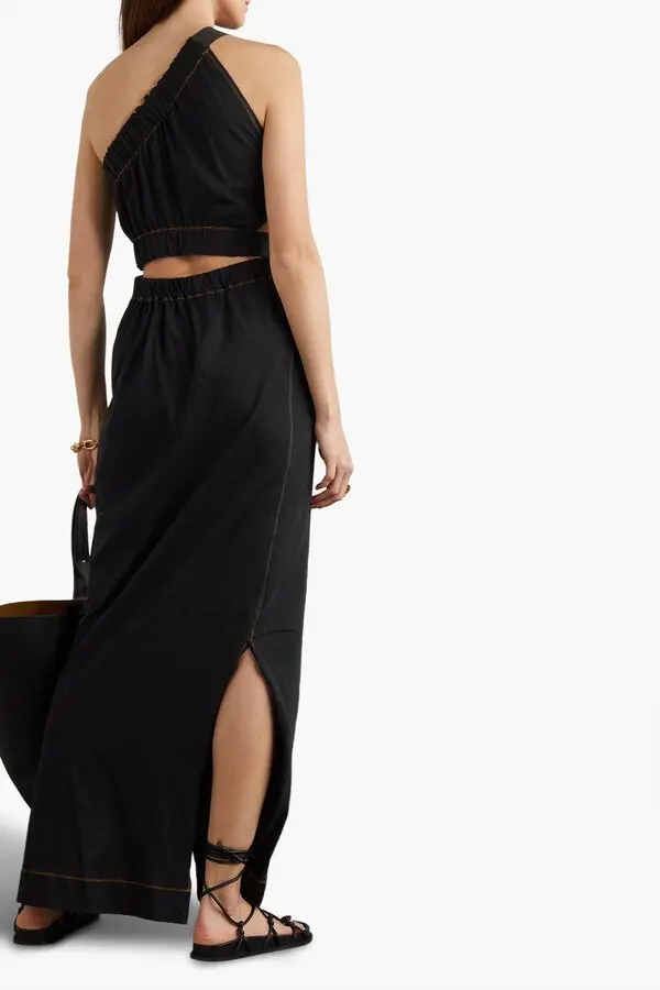 bassike one shoulder dress Bassike One-Shoulder Cutout Cotton-Jersey Midi Dress In Black - 85% Off