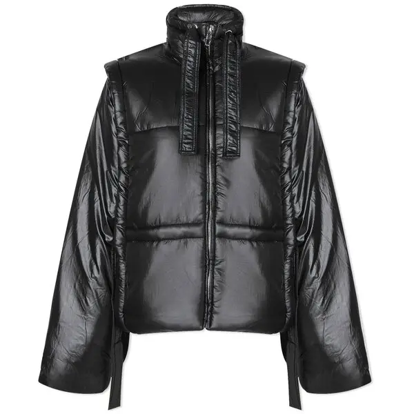 Ganni Shiny Quilt Vest Jacket In Black - 71% Off | Editorialist