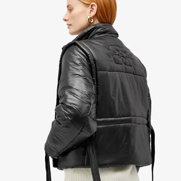 Ganni Shiny Quilt Vest Jacket In Black - 71% Off | Editorialist