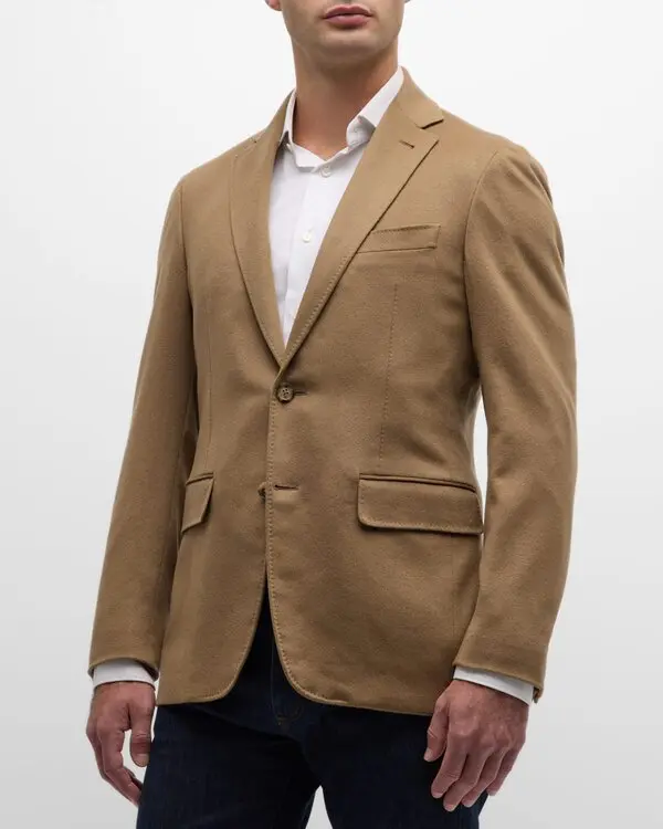 Canali Solid Cashmere Blazer - Tan