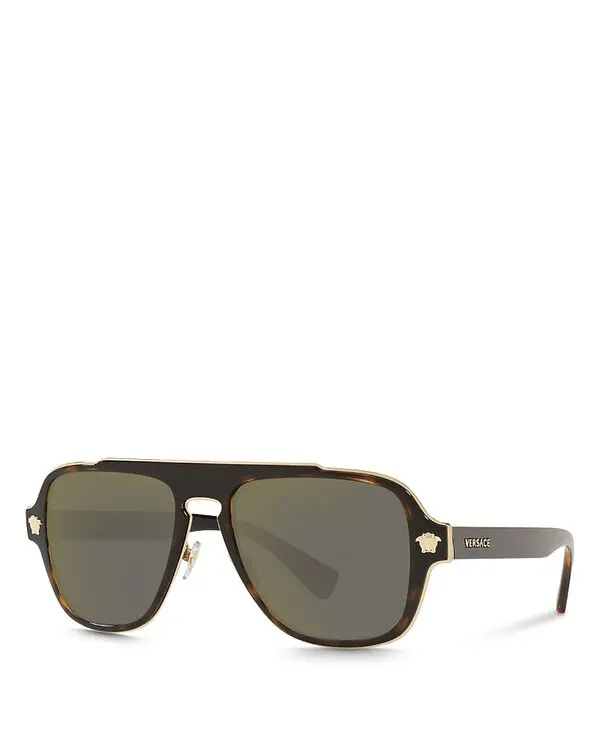 Versace 56mm Square Sunglasses - Dark Havana/gold