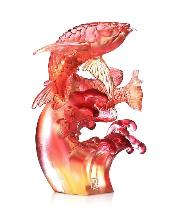 LIULI Aligned With The Light, I Triumph Dragon Fish Figurine - Red
