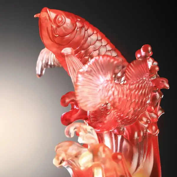 LIULI Aligned With The Light, I Triumph Dragon Fish Figurine