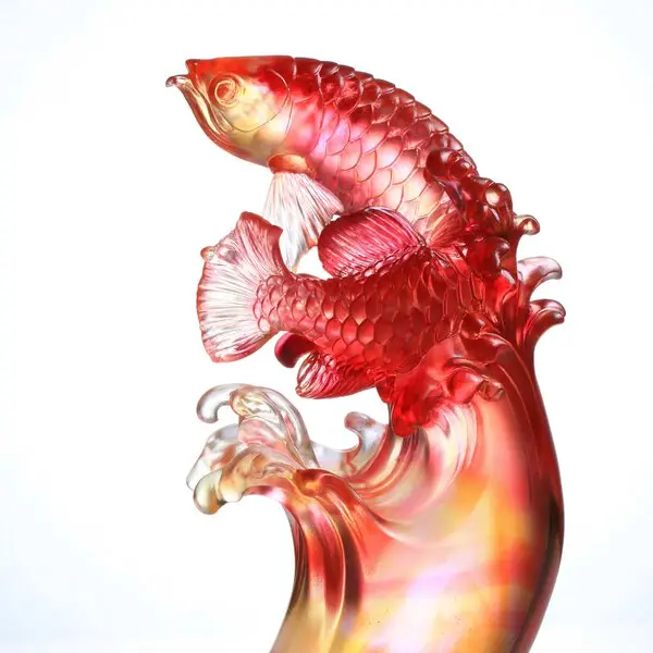 LIULI Aligned With The Light, I Triumph Dragon Fish Figurine
