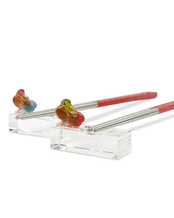 LIULI Murmurings Of Secrets Love Bird Chopstick Rests, Set Of 2 - Clear