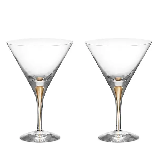 ORREFORS Intermezzo Gold Martini Glass, Set Of 2 Exclusive - Clear