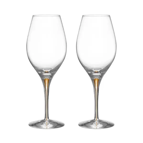 ORREFORS Intermezzo Balance Gold Wine Glass, Set Of 2 Exclusive - Clear