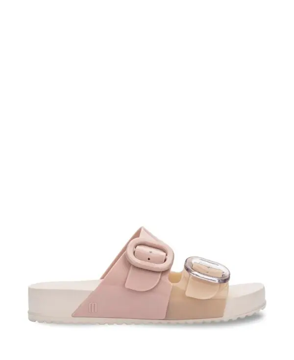 Melissa Cozy Slip-on Buckled Slide Sandals - Beige/pink