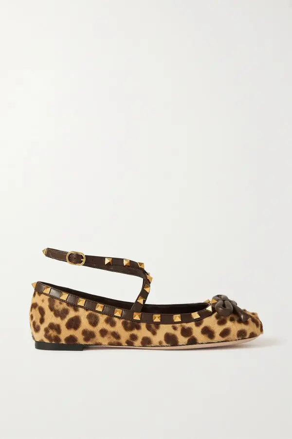 Valentino Garavani Rockstud Leopard-print Ballet Flats - Animal Print