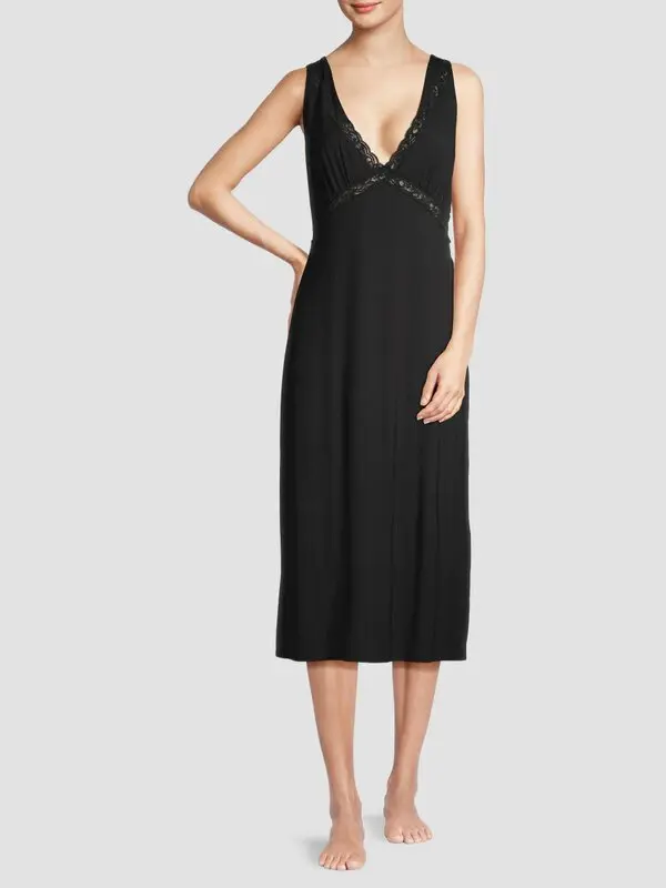 Natori Feathers Essentials Slip Midi-dress - Black