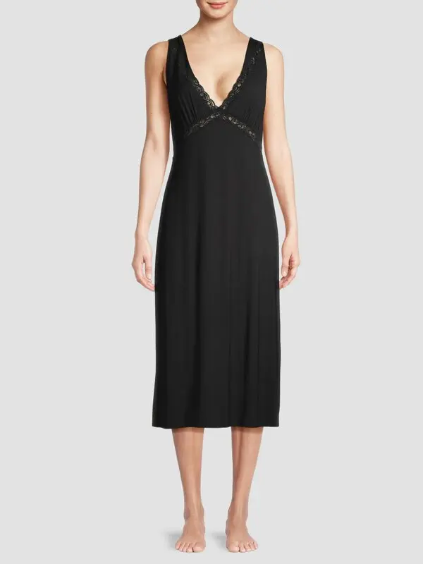 Natori Feathers Essentials Slip Midi-dress - Black