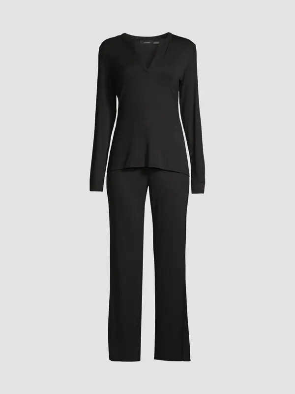 Natori Feathers Elets 2-piece Jersey Crop Lounge Set - Black