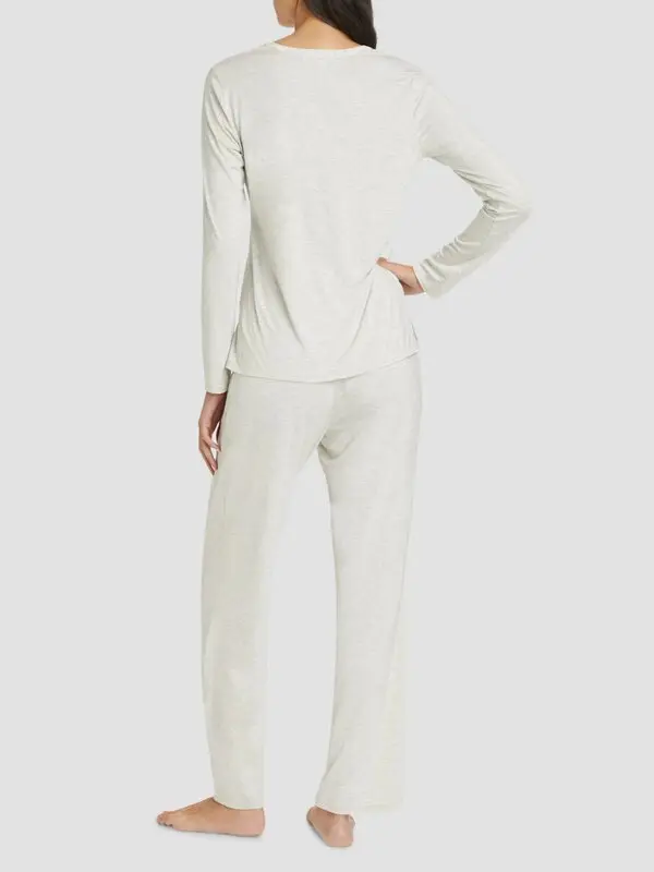 Natori Feathers Elets 2-piece Jersey Crop Lounge Set - Pebblestone