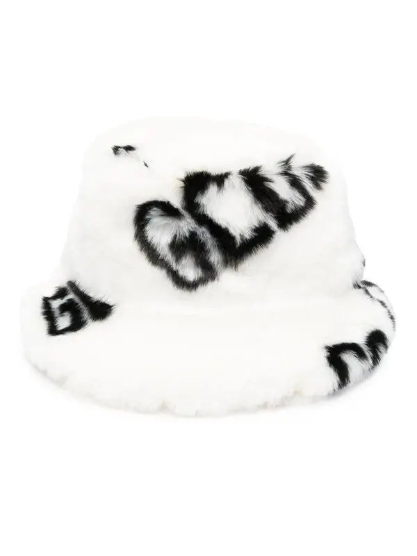 Gcds Faux Fur Bucket Hat In White - 33% Off | Editorialist display picture 1