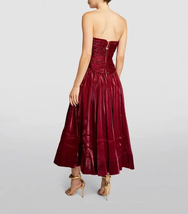 aje regent midi dress Rent Red Regent Drop Waist Midi Dress - Aje