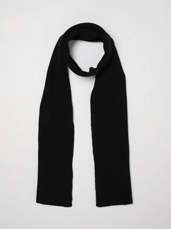DONDUP Ribbed Wool And Cashmere Blend Scarf With Applied Logo - Black