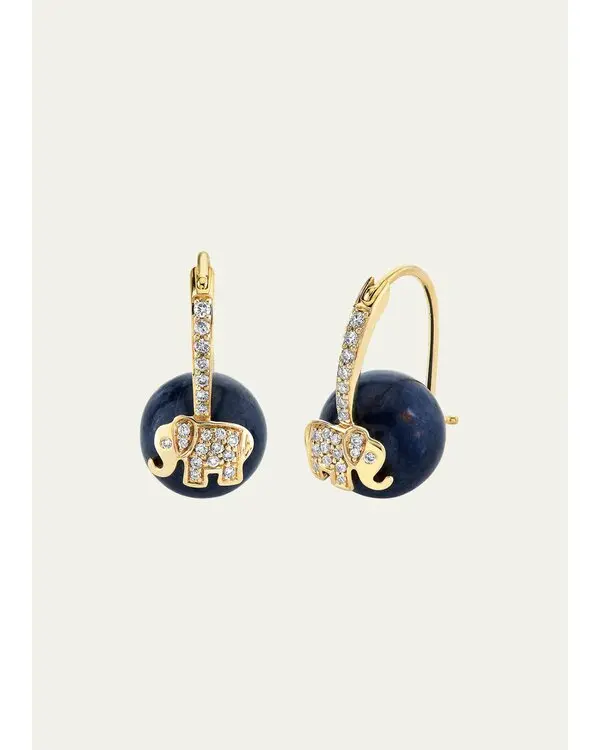 SYDNEY EVAN 14k Yellow Diamond And Elephant Bead Drop Earrings - Gold