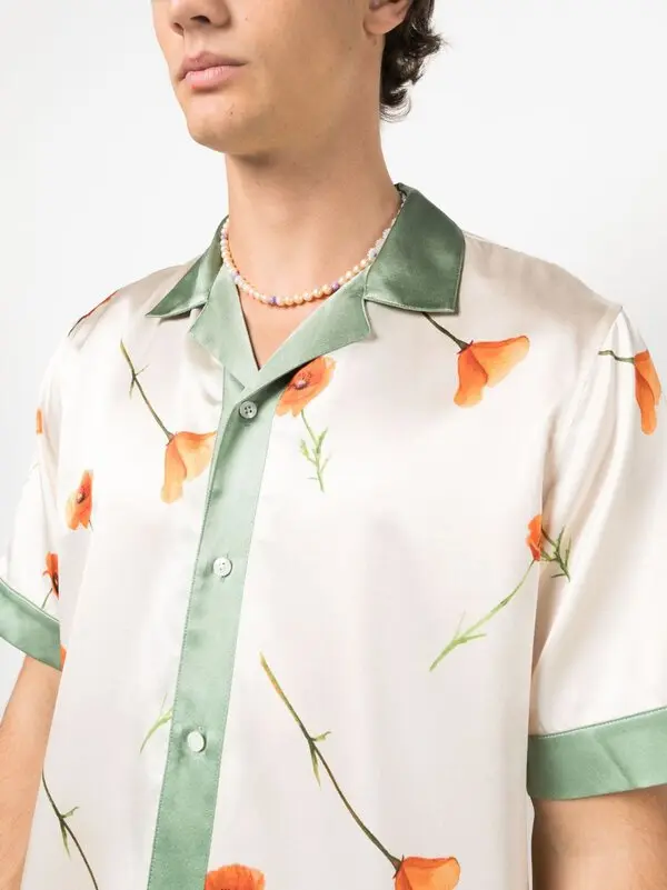 NAHMIAS Poppy-print Stretch-silk Shirt