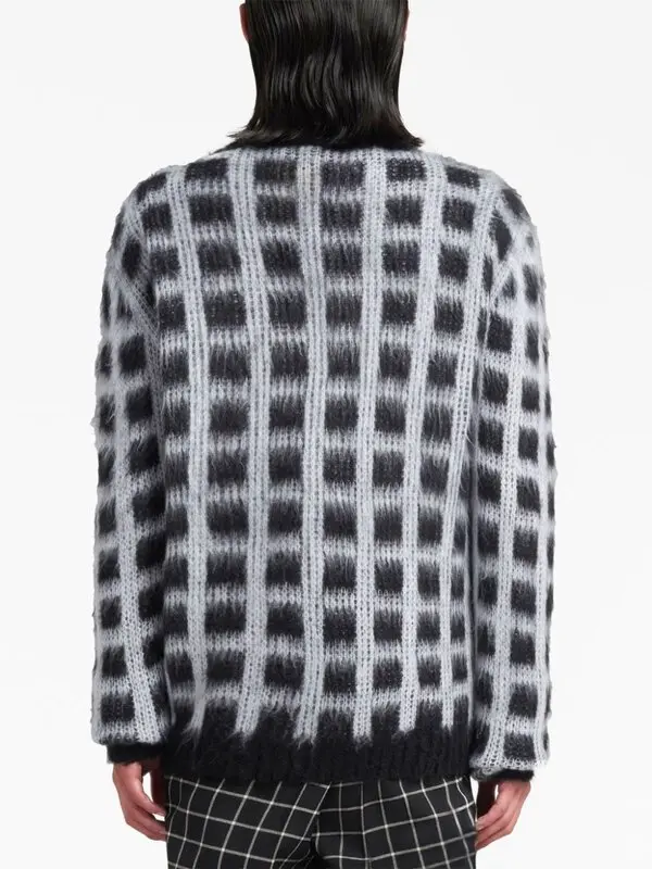 Marni Checked Mohair-blend Cardigan