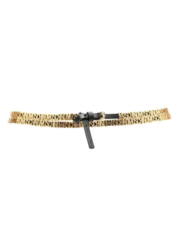 Moschino Lettering Leather Belt - Black