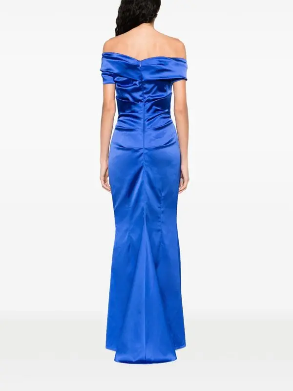 Talbot Runhof Off-shoulder Gathered Evening Gown