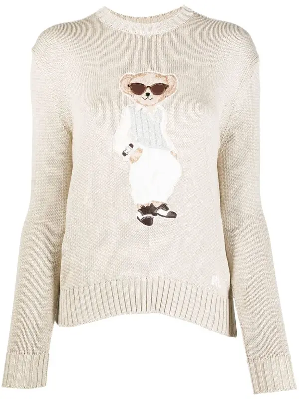 Ralph Lauren Tuxedo Bear Cotton Jumper - Neutrals