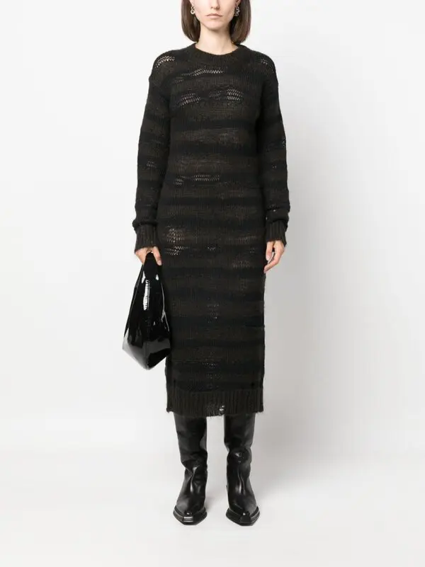 Acne Studios Striped Open-knit Midi Dress