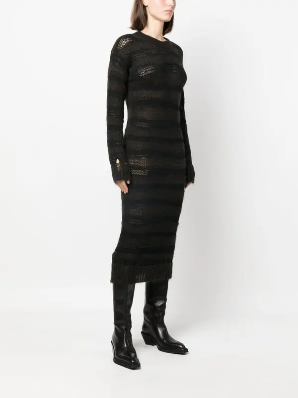 Acne Studios Striped Open-knit Midi Dress