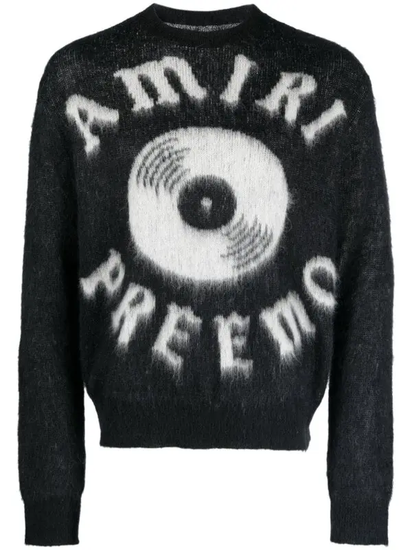 Amiri Brushed-effect Logo-print Jumper - Black