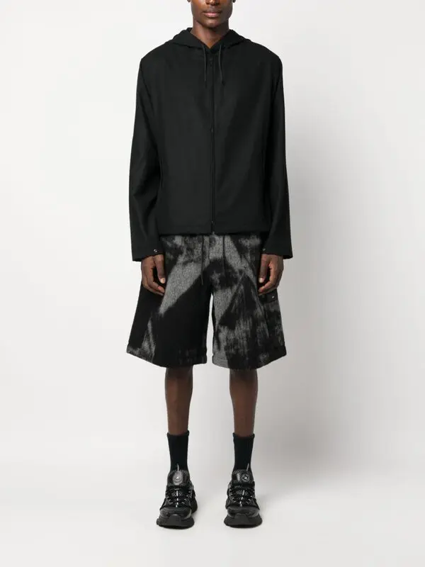 Y3 Logo-patch Flannel Hoodie
