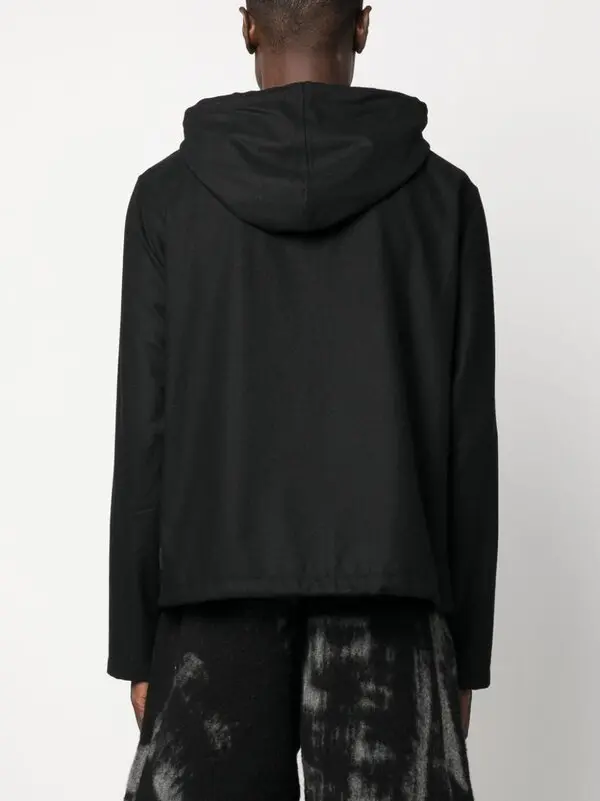 Y3 Logo-patch Flannel Hoodie