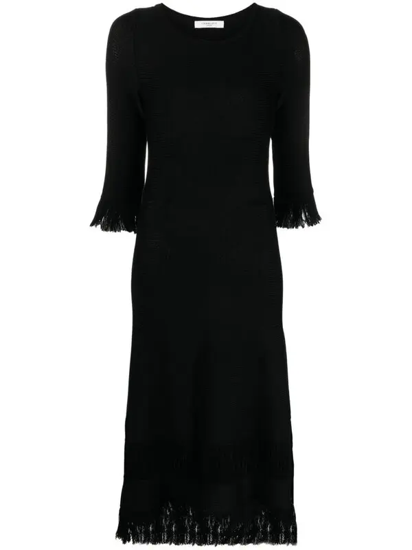 CHARLOTT Fringed-edge Knitted Wool Dress