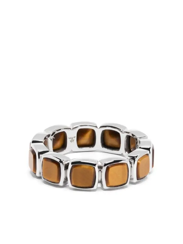 Tom Wood Sterling Cushion Tiger Eye Ring - Silver